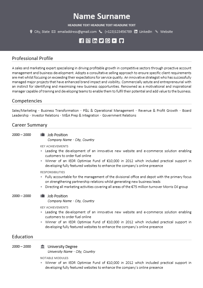 CV Templates - The CV Centre Ireland