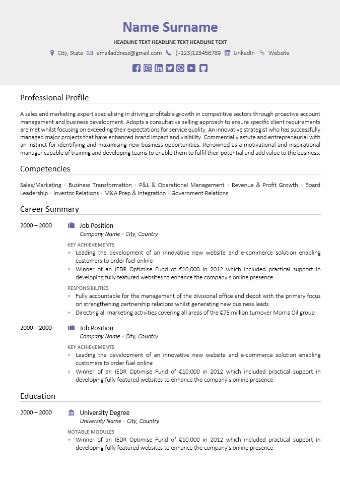 CV Templates - The CV Centre Ireland