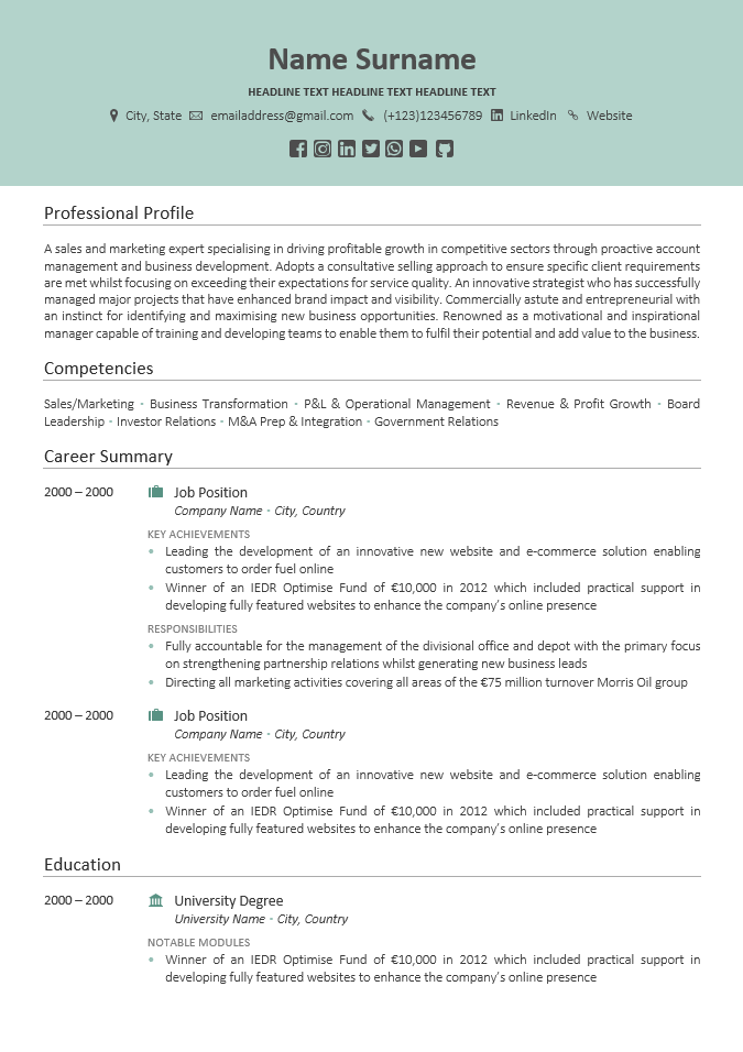 CV Templates - The CV Centre